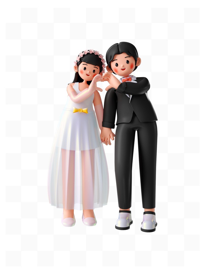 3D The bride and groom hold hands model - TurboSquid 2044643