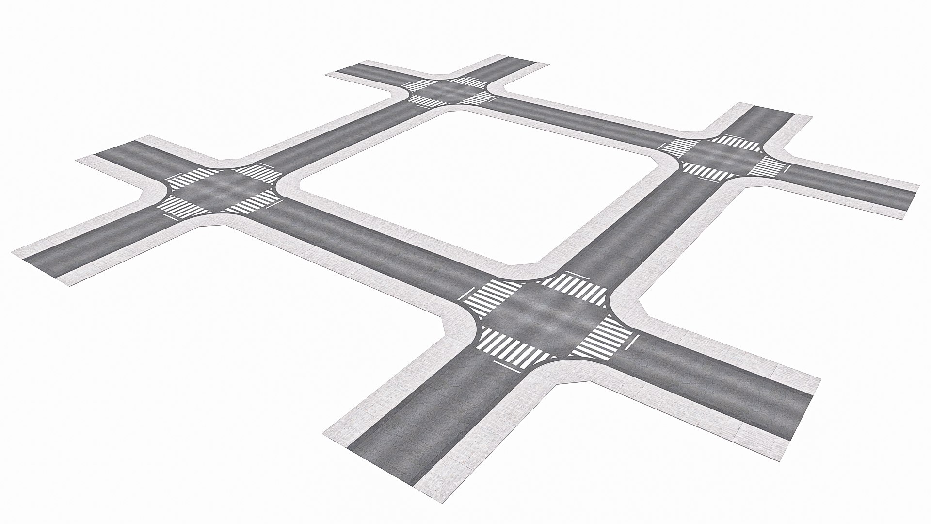 City Street Intersection 04 3D Model - TurboSquid 2162640
