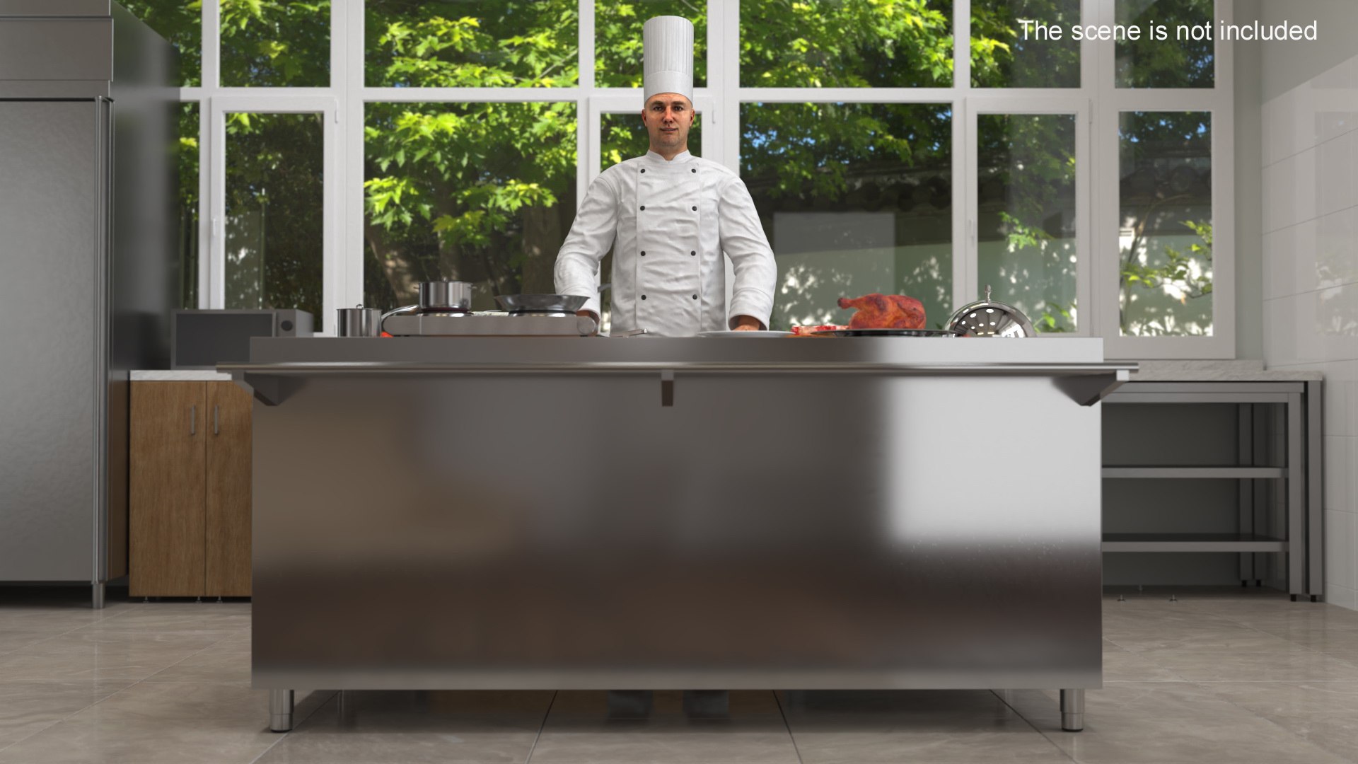 Chef With Cooking Station And Products 3D Model - TurboSquid 2328297