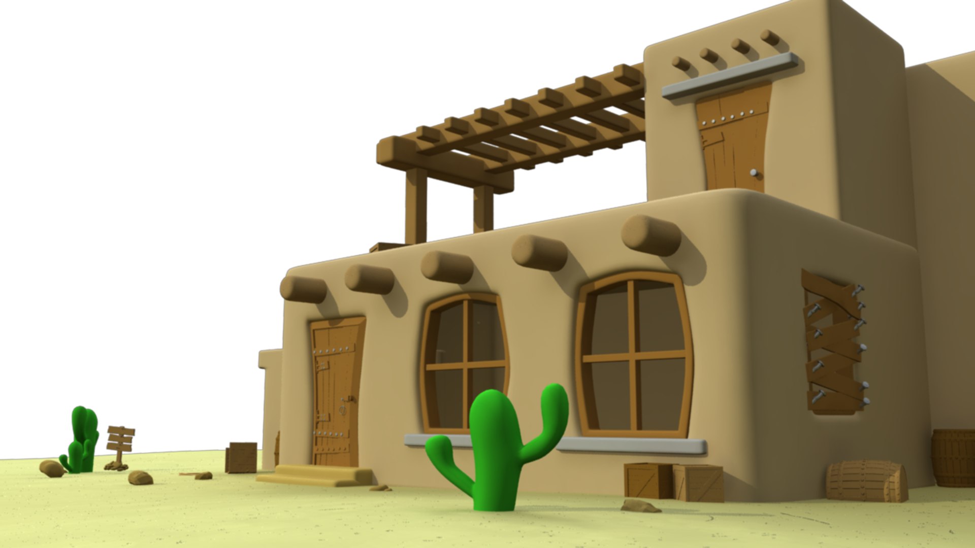 3d Mexican House Cartoon Model
