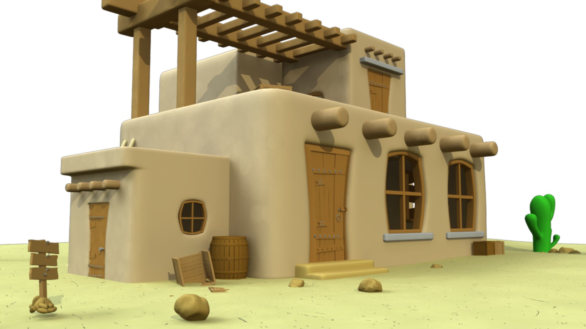 3d Mexican House Cartoon Model