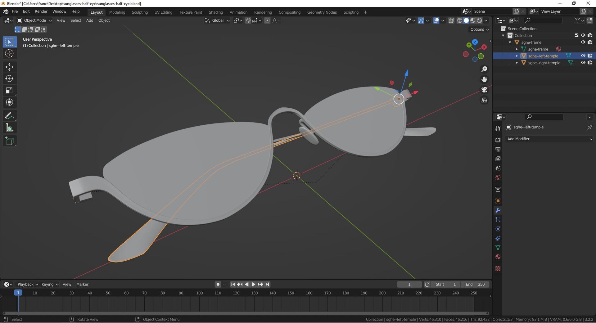 Sunglasses half eye 3D model - TurboSquid 1945141