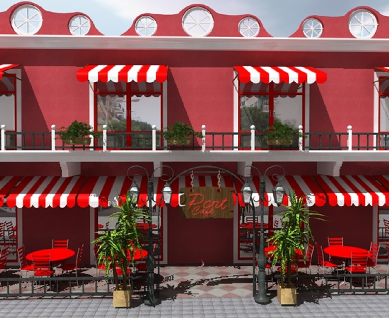 Cafe Cafeteria 3d Model