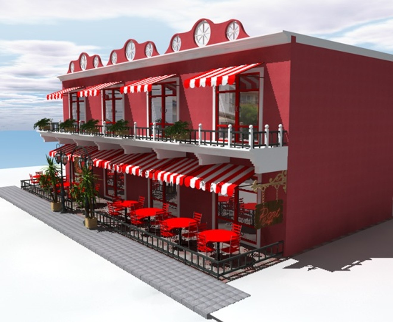 Cafe Cafeteria 3d Model