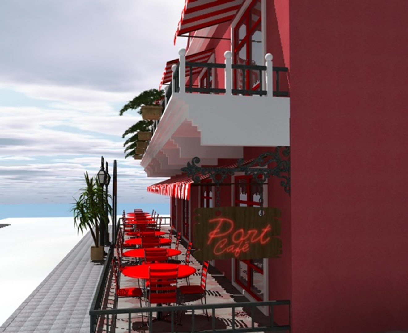 Cafe Cafeteria 3d Model