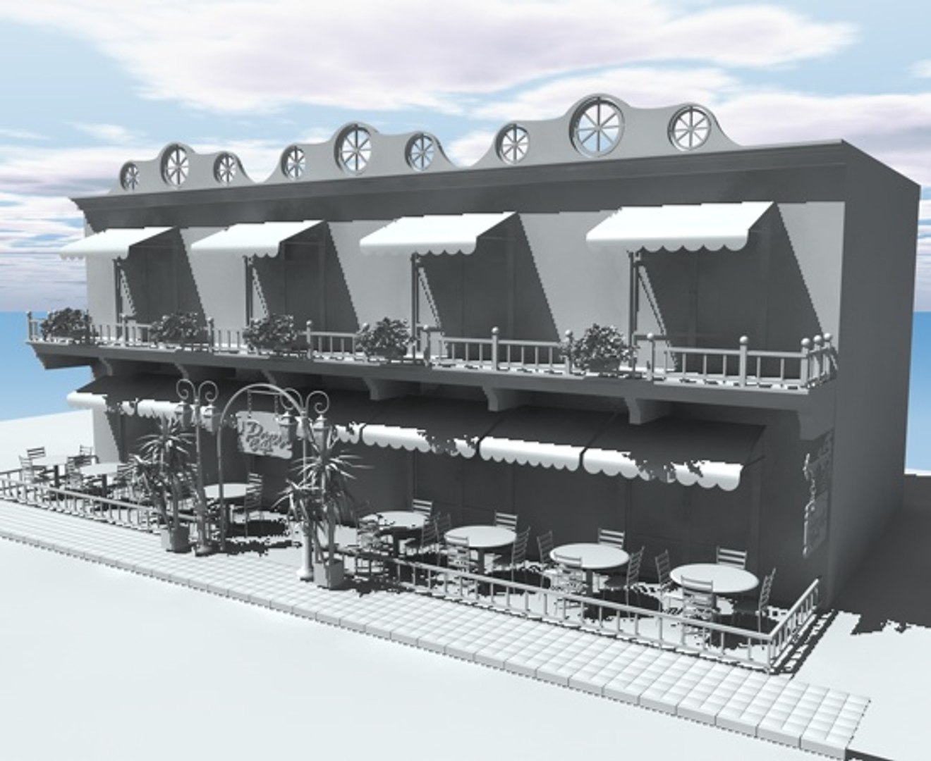 Cafe Cafeteria 3d Model