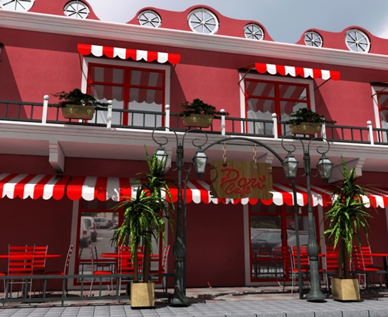 Cafe Cafeteria 3d Model