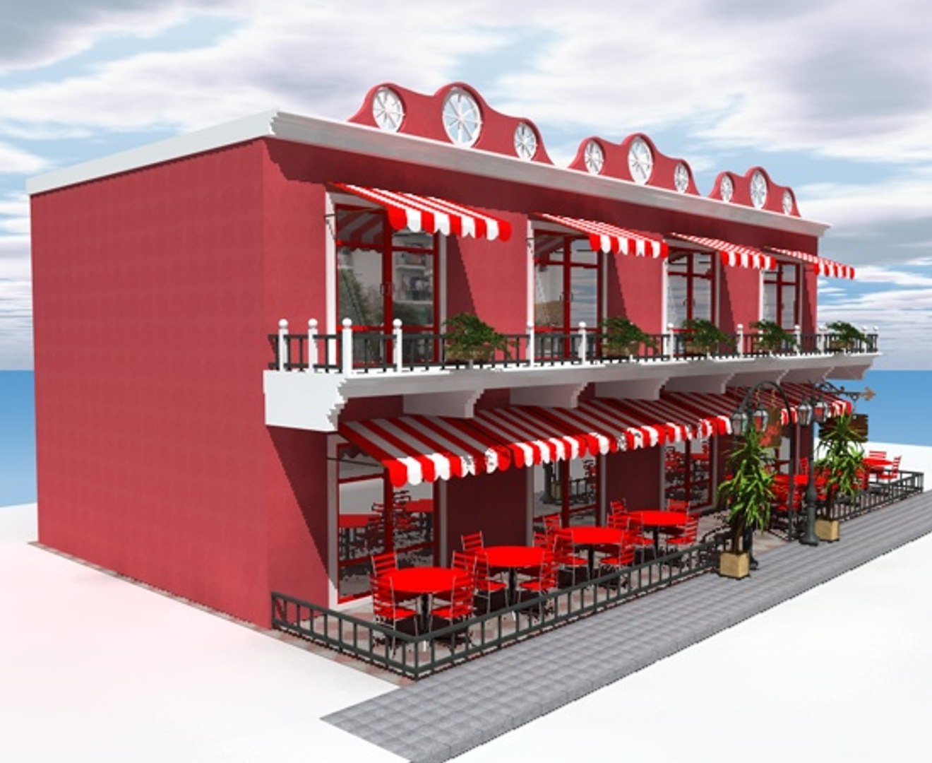 Cafe Cafeteria 3d Model