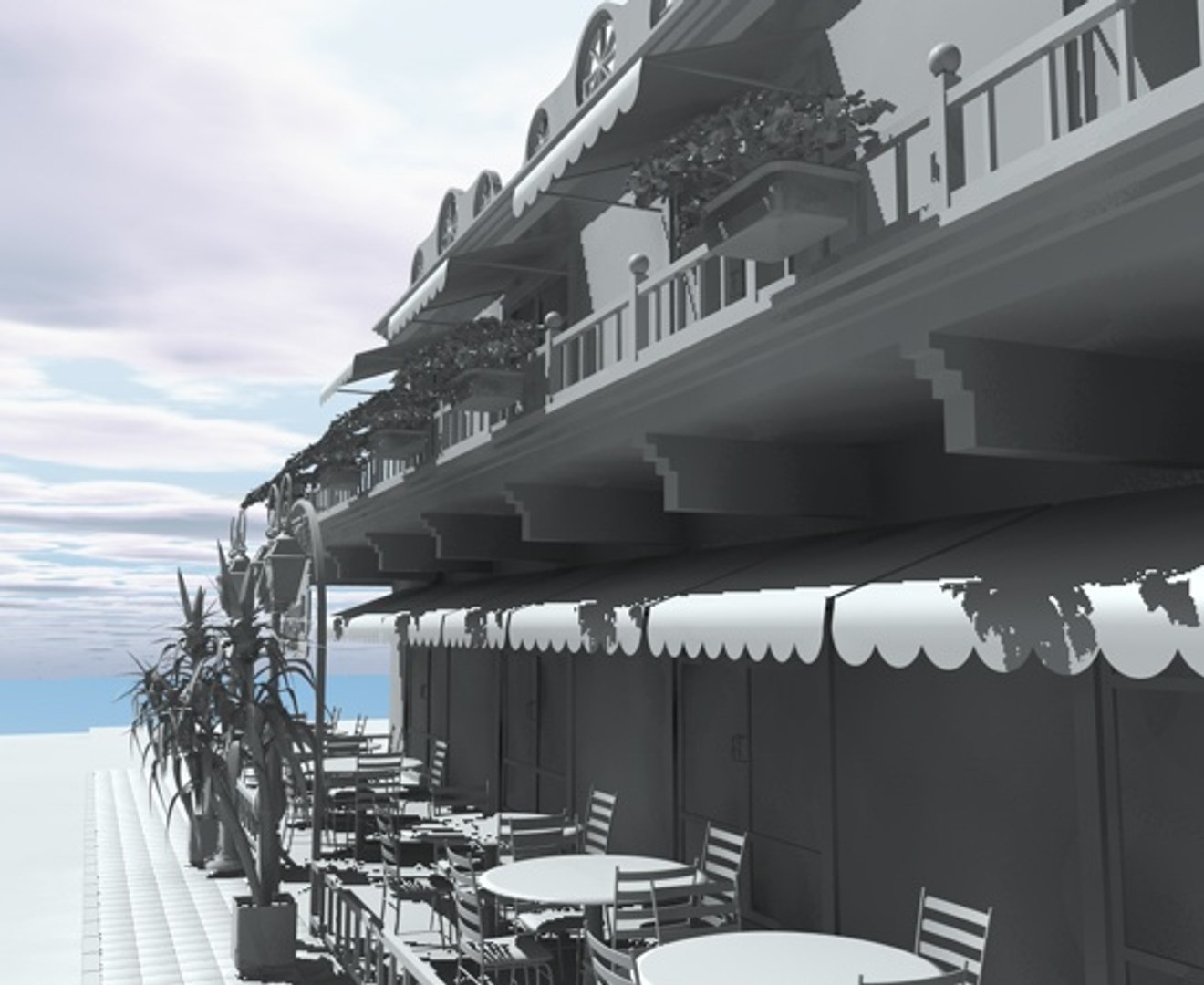 Cafe Cafeteria 3d Model