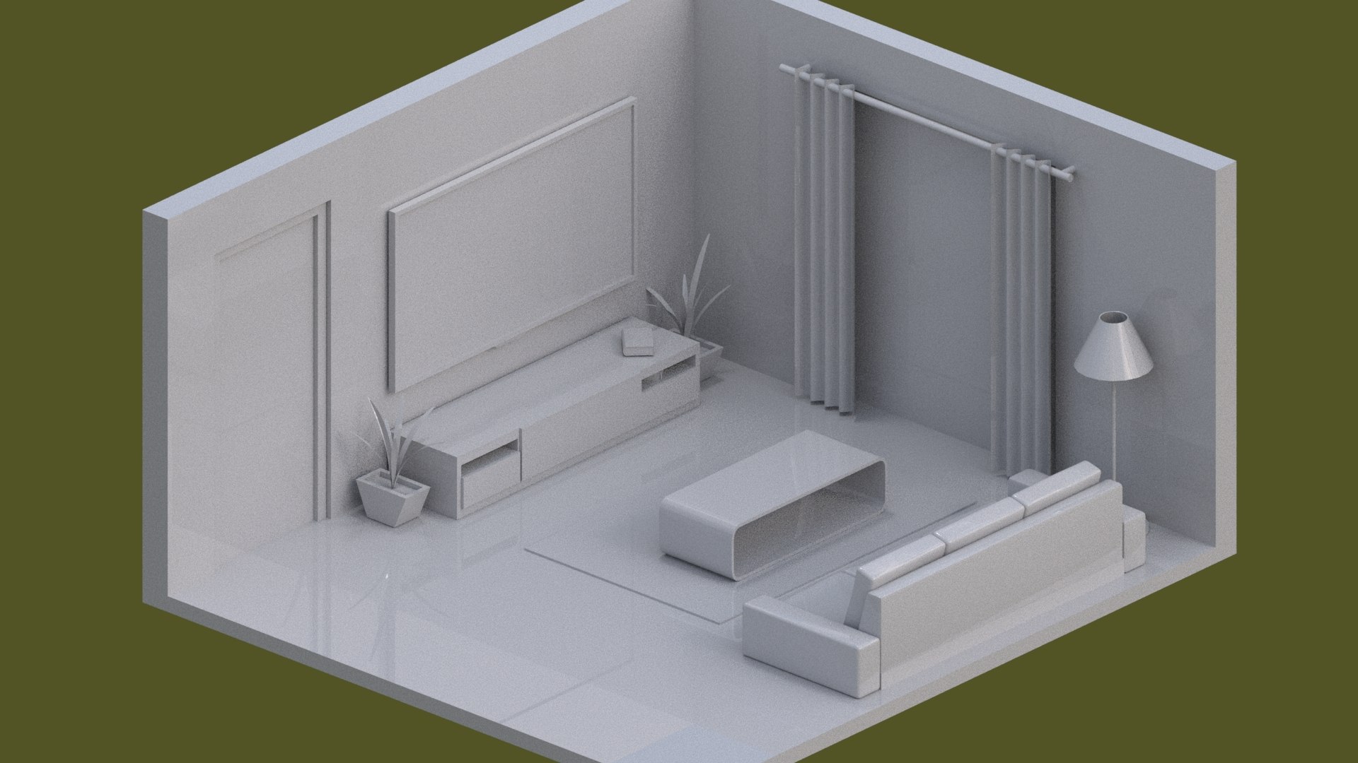 3D Orthographic Living Room - TurboSquid 1963413