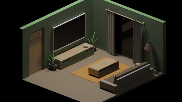 3D Orthographic Living Room - TurboSquid 1963413
