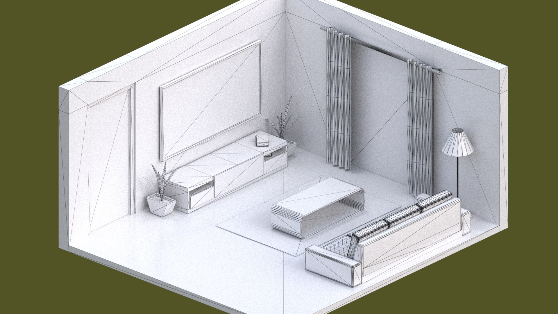 3D Orthographic Living Room - TurboSquid 1963413