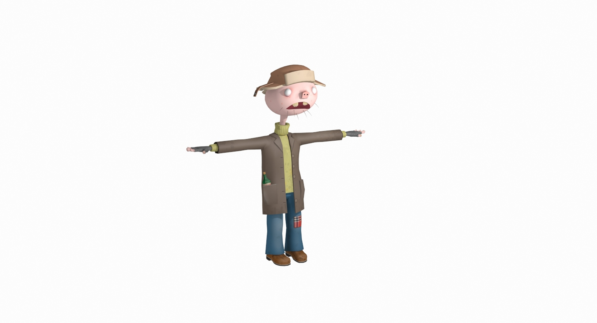 Funny Cartoon Hobo Model - TurboSquid 1276458