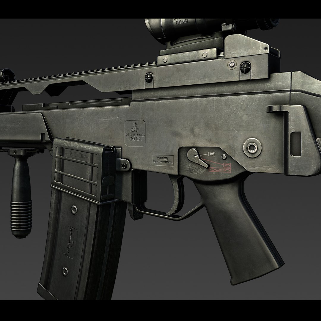 Realistic Assault Rifle 3d Model