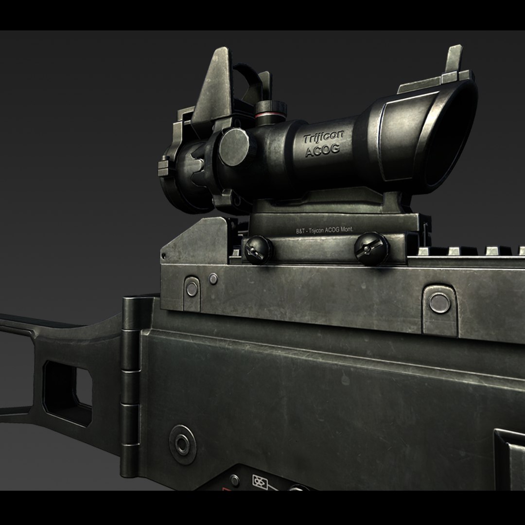 Realistic Assault Rifle 3d Model