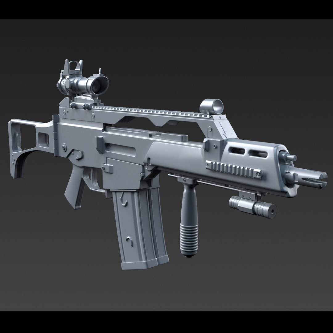 Realistic Assault Rifle 3d Model