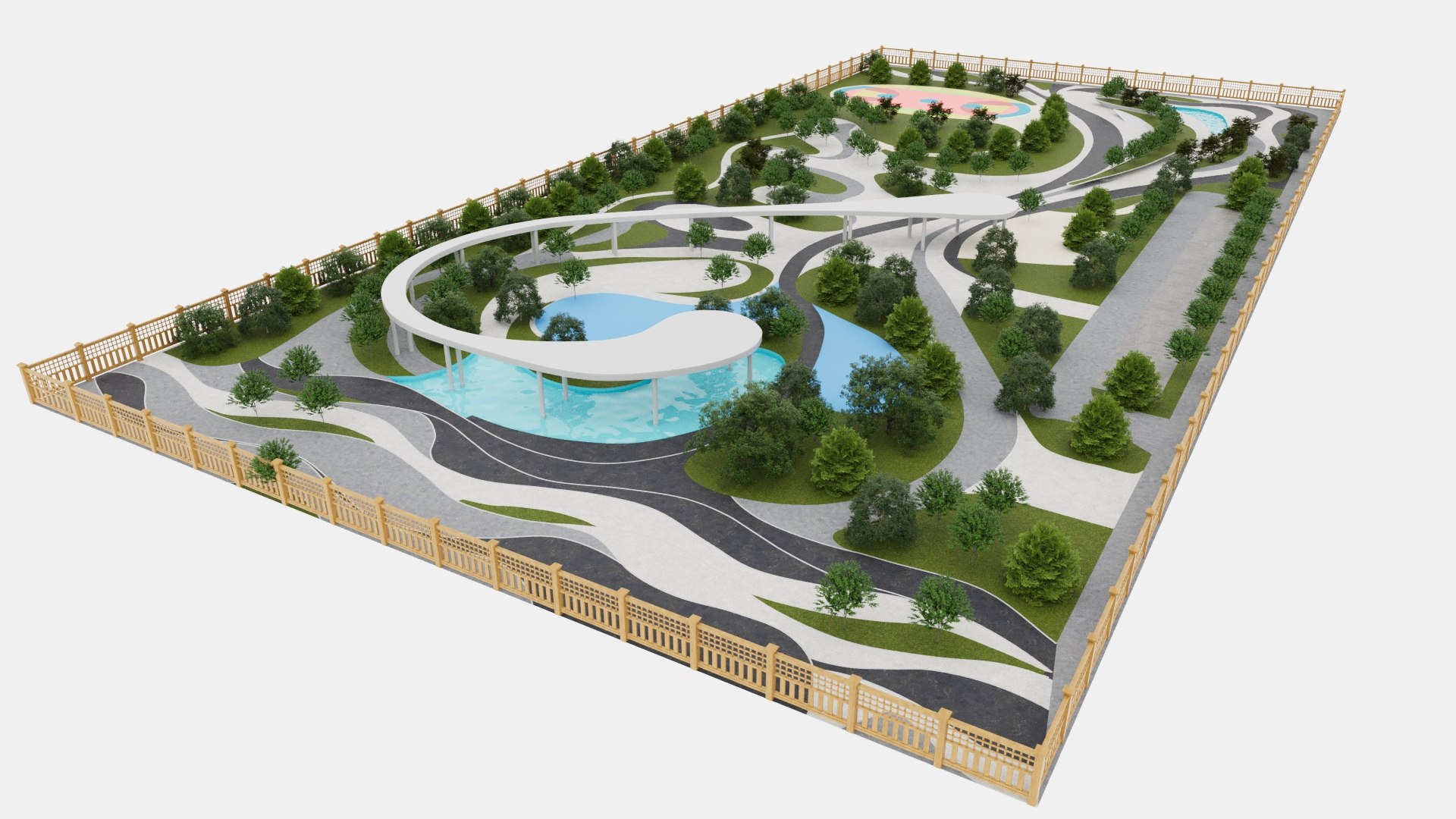 3D City Park Exterior Scene Model - TurboSquid 2245806