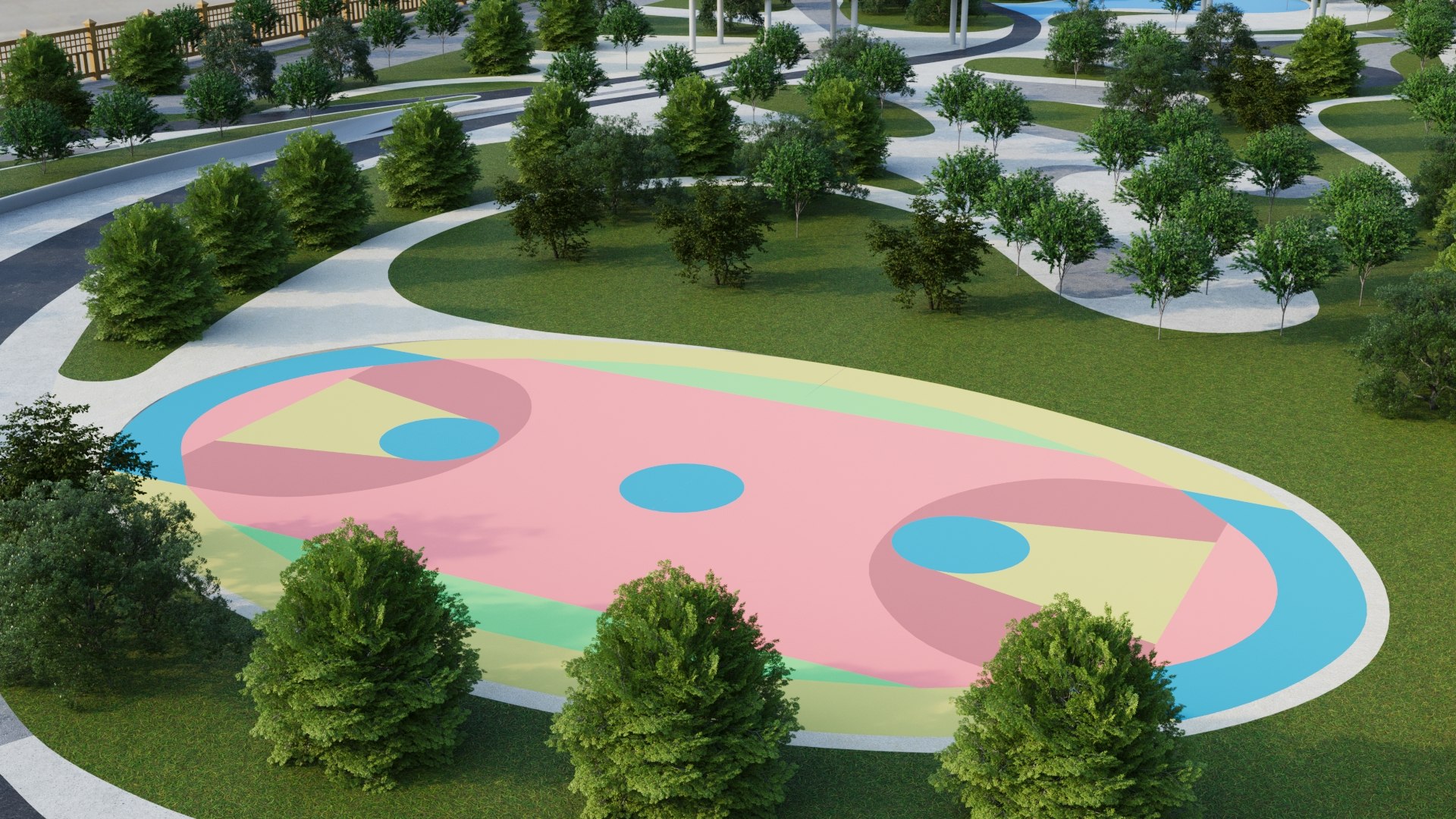 3D City Park Exterior Scene Model - TurboSquid 2245806