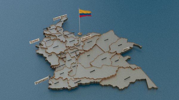 modelo 3d Mapa detallado de Colombia con bandera animada - TurboSquid ...
