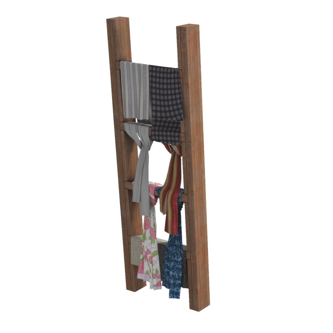 Wood Ladders Scarf Display 6 3D Model - TurboSquid 2120065