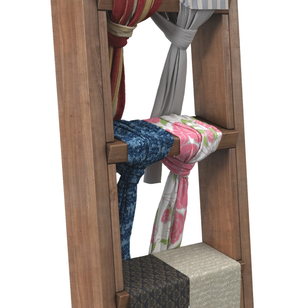 Wood Ladders Scarf Display 6 3D Model - TurboSquid 2120065
