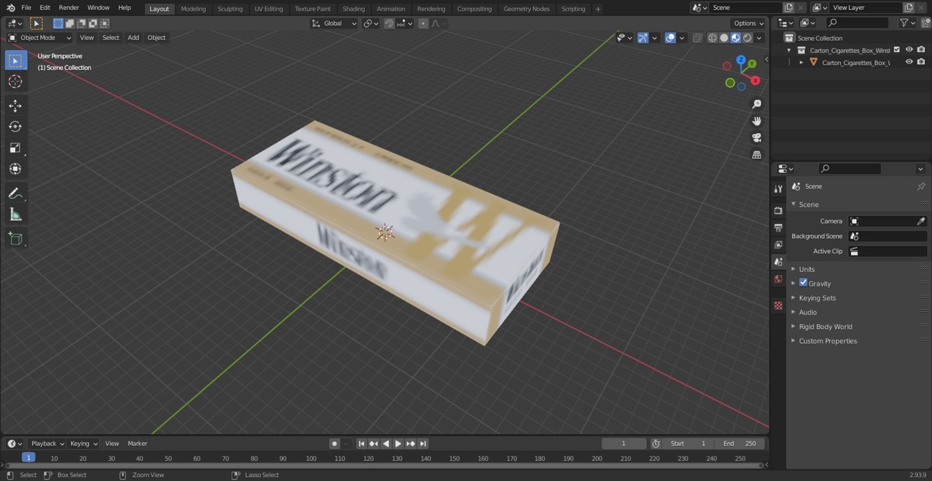 Carton Cigarettes Box Winston 3D Model - TurboSquid 1943626