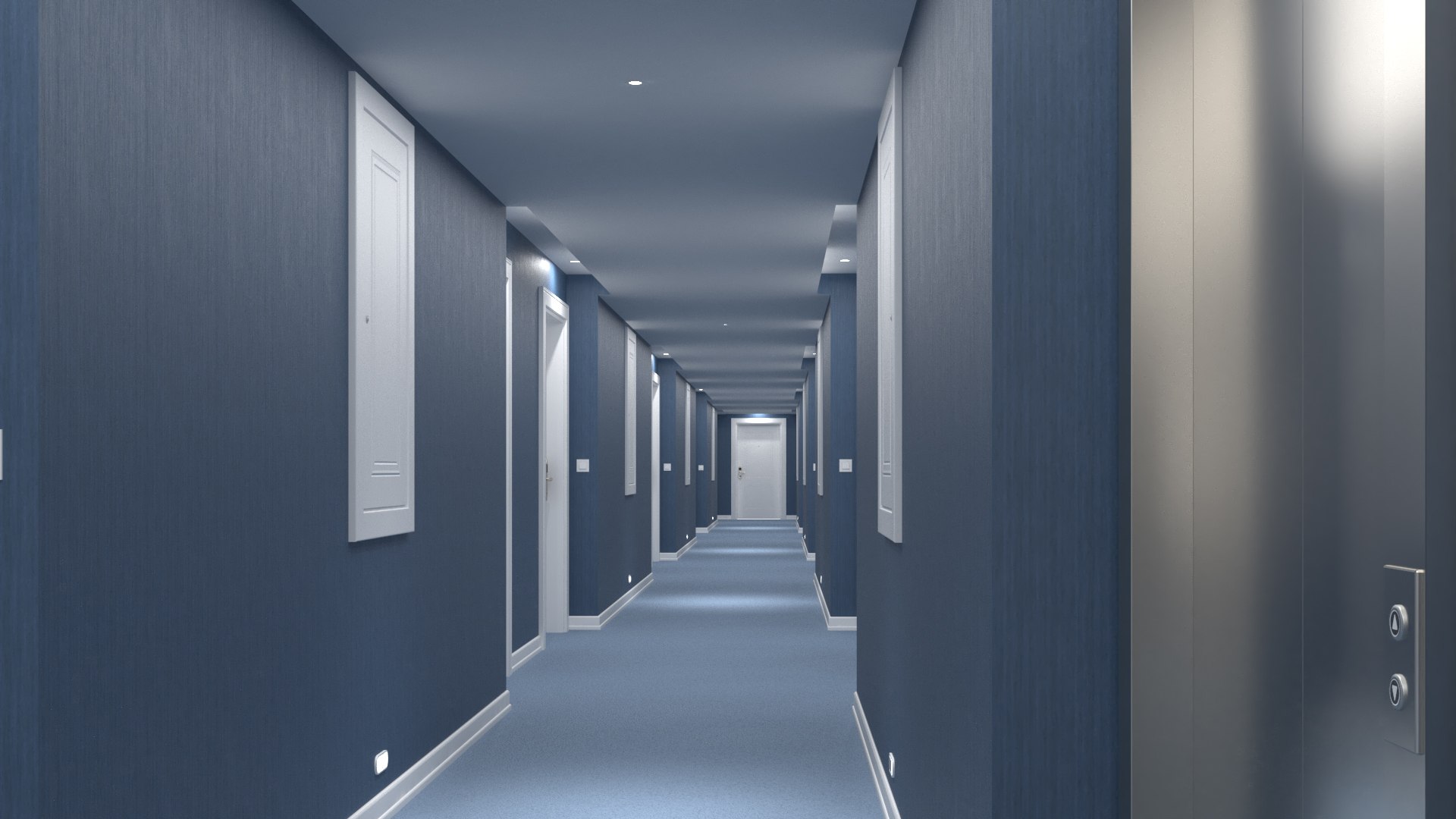 3D Hallway Blue - TurboSquid 2325094