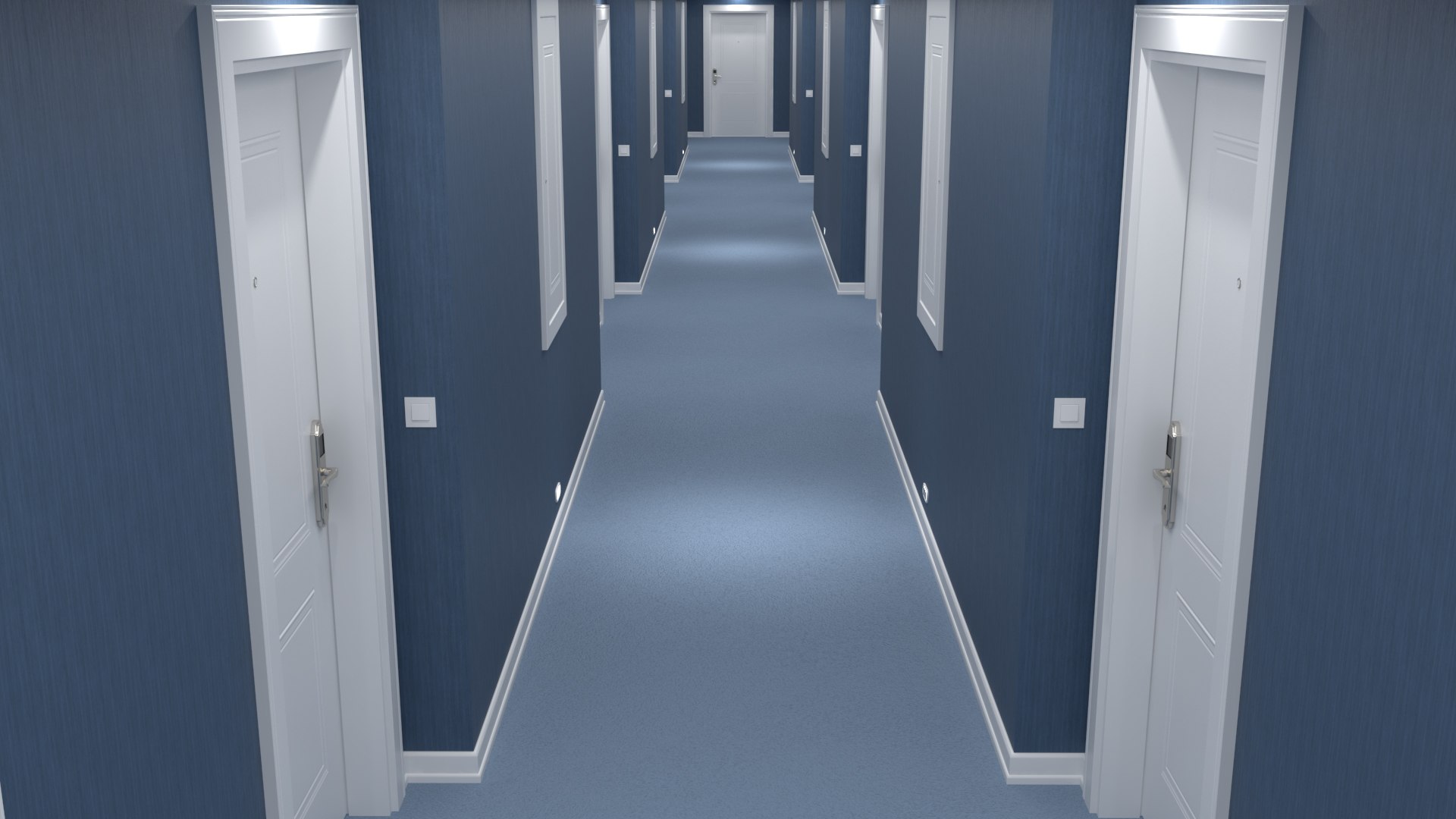 3D Hallway Blue - TurboSquid 2325094