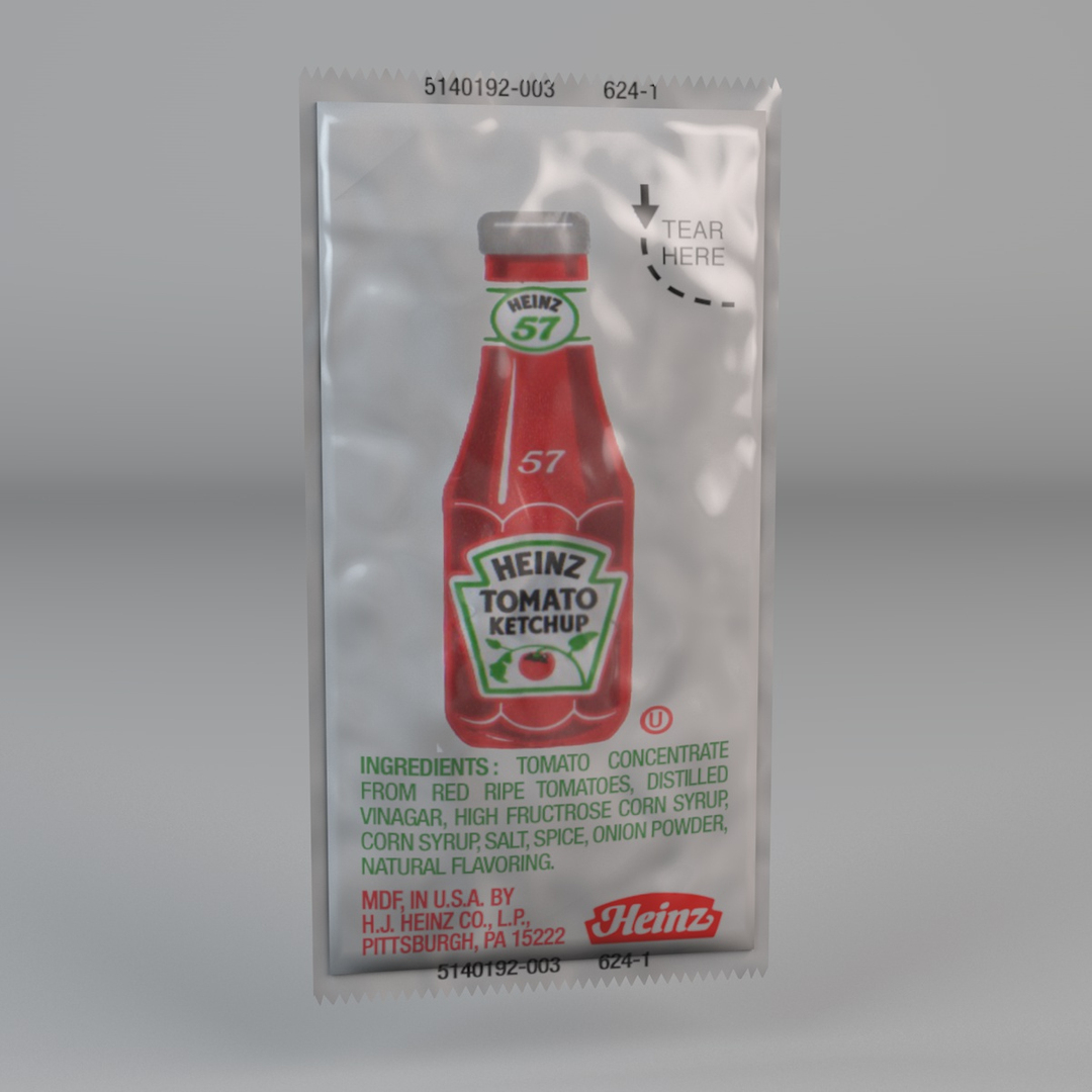3d set heinz condiments packets model