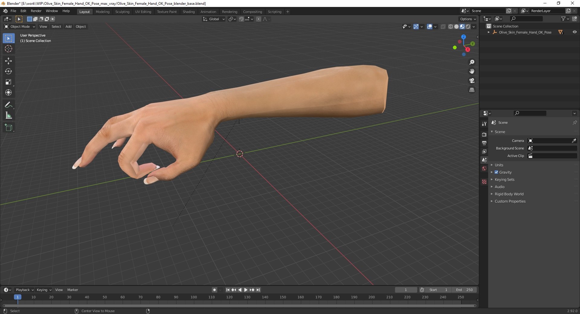 3D Olive Skin Female Hand OK Pose - TurboSquid 2193847
