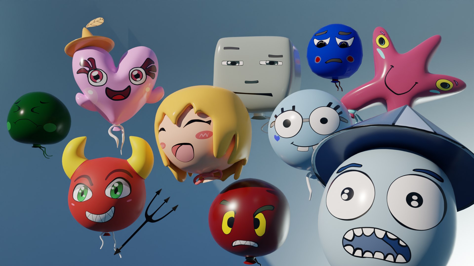 3D Funny Characters Balloon Pack Cartoon Style - TurboSquid 1952981