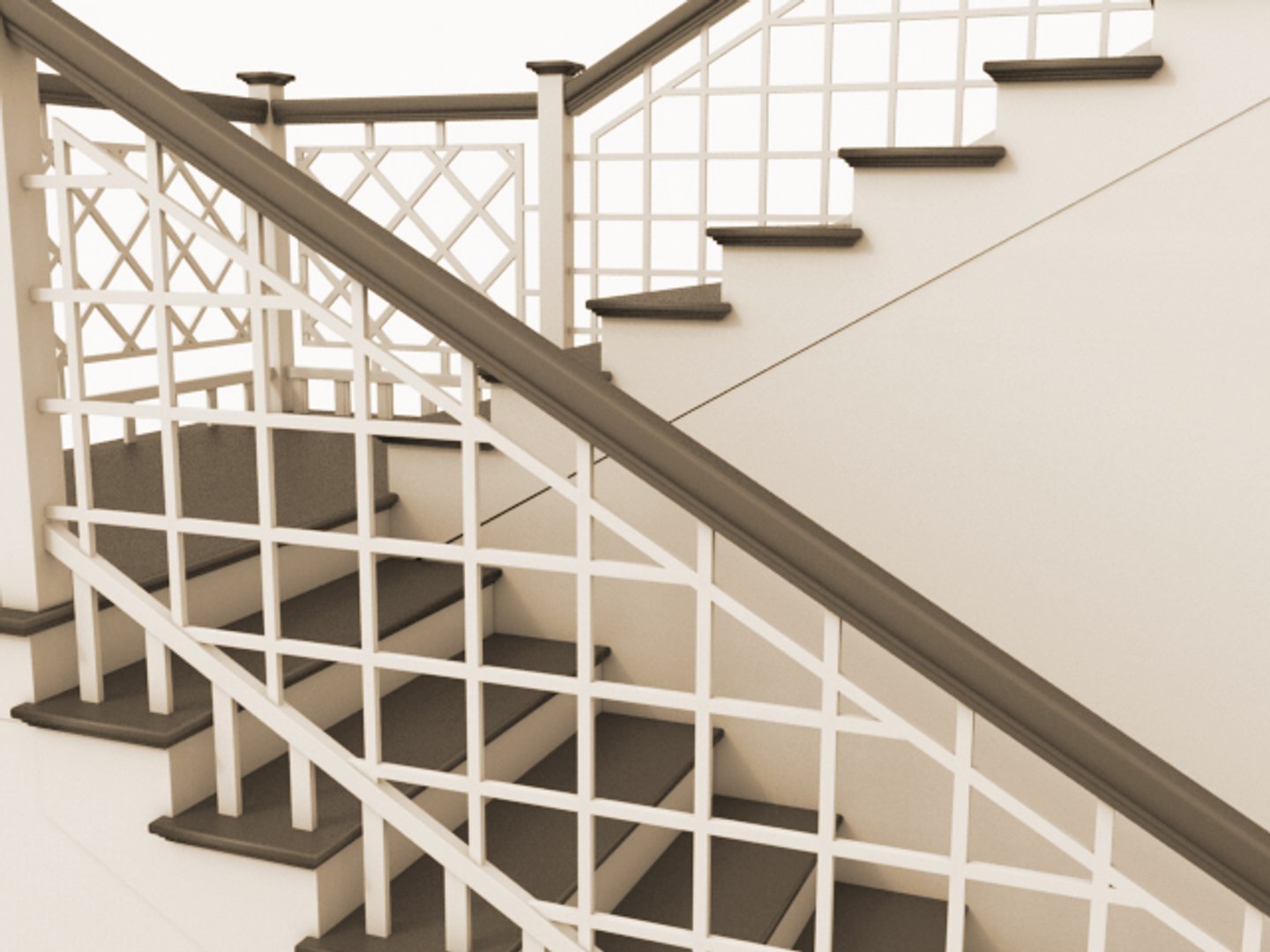 3d model of wood stairway