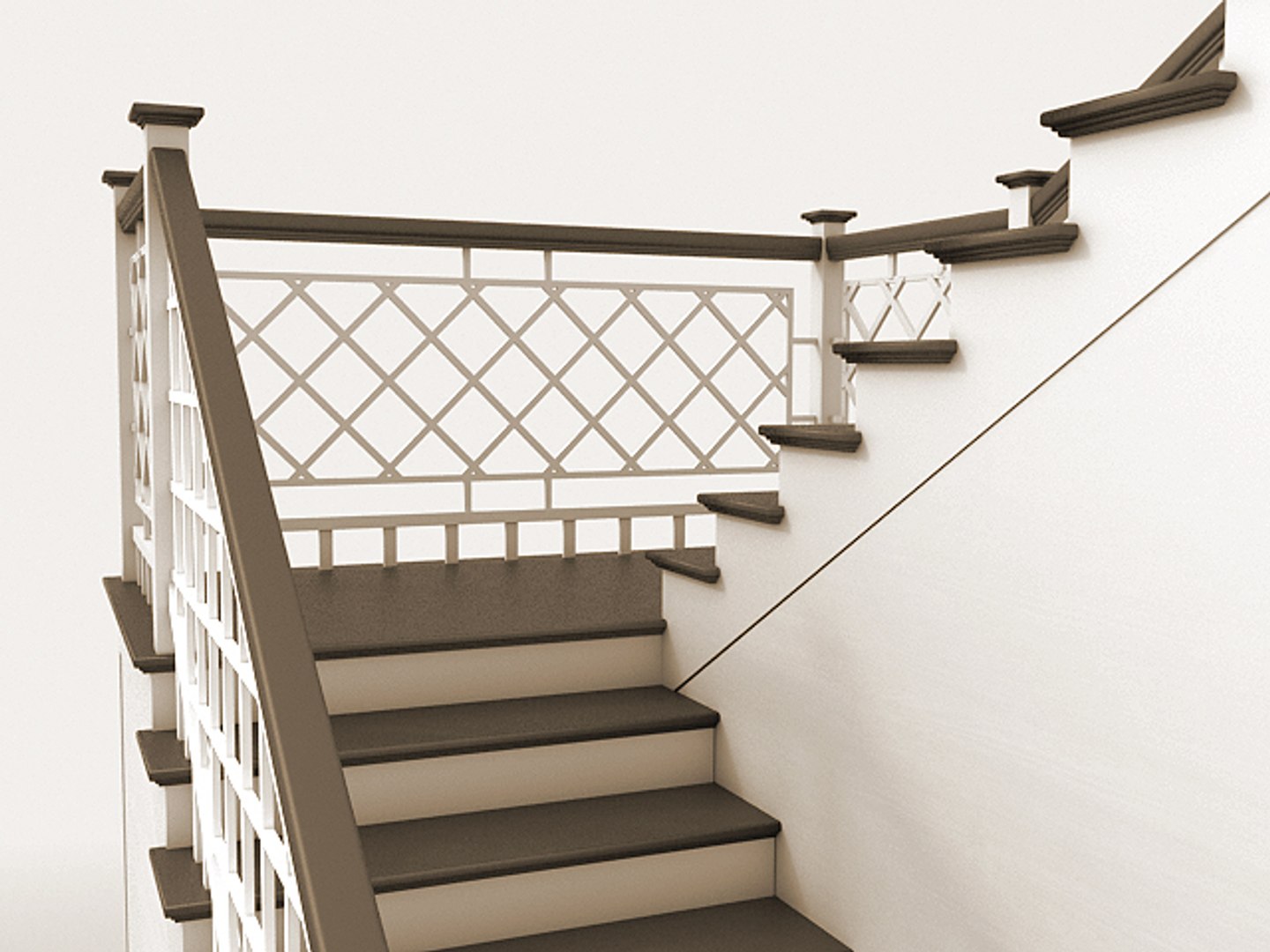 3d model of wood stairway