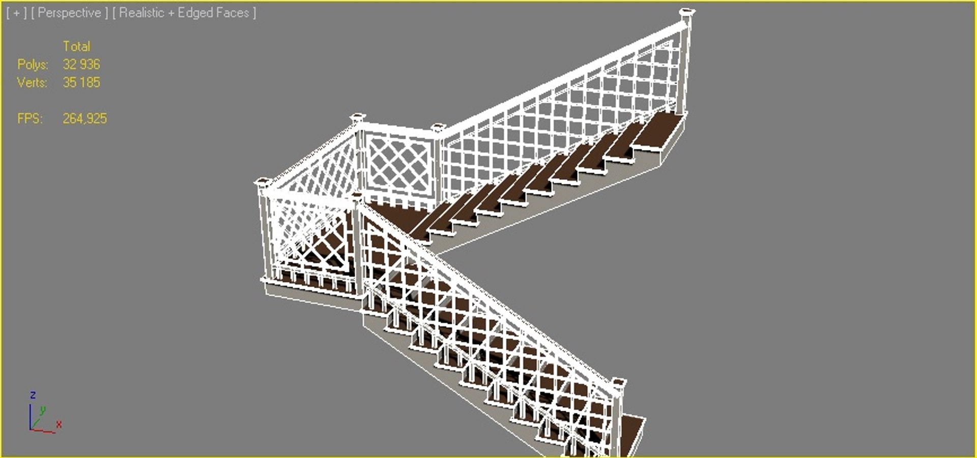 3d model of wood stairway