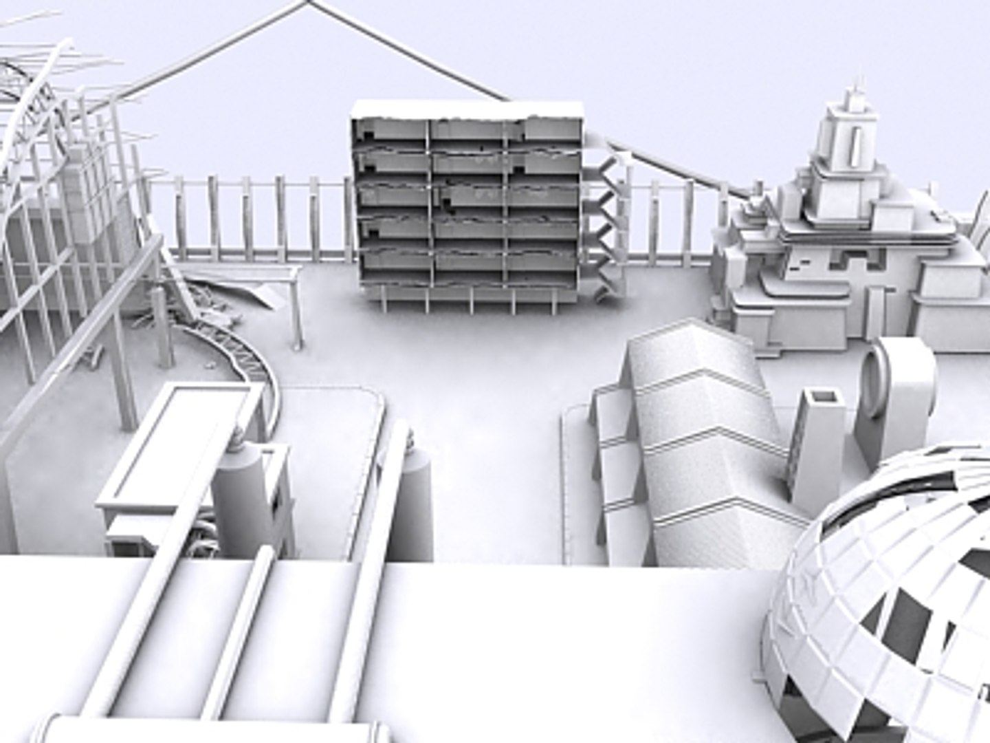 sci-fi architectural platform buildings 3d model