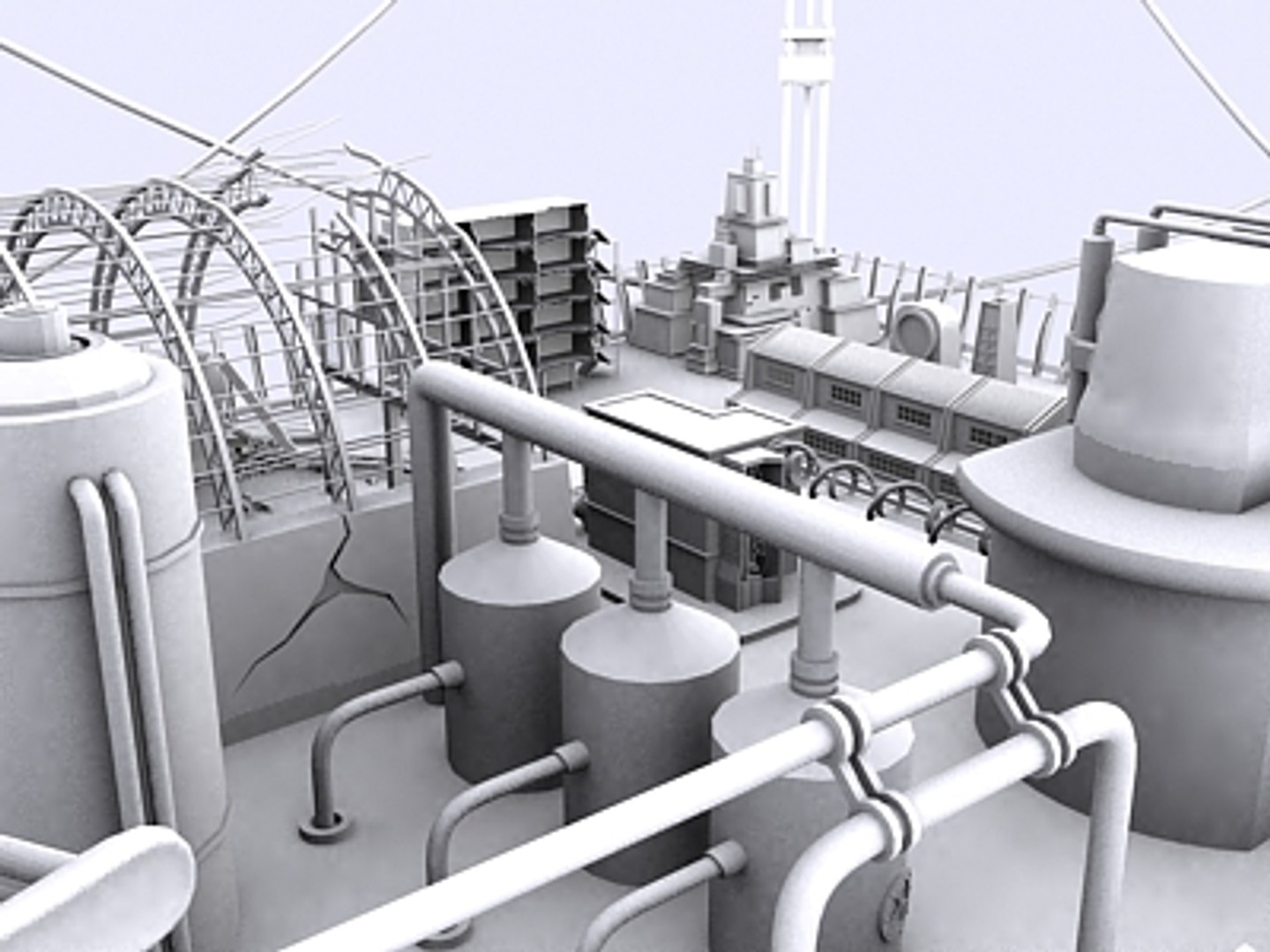 sci-fi architectural platform buildings 3d model