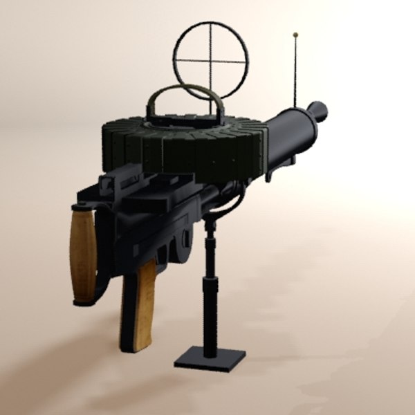 3d lewis gun machine model