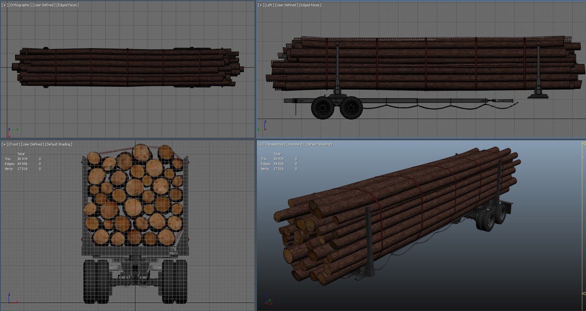 3D Log Trailer - TurboSquid 1613180