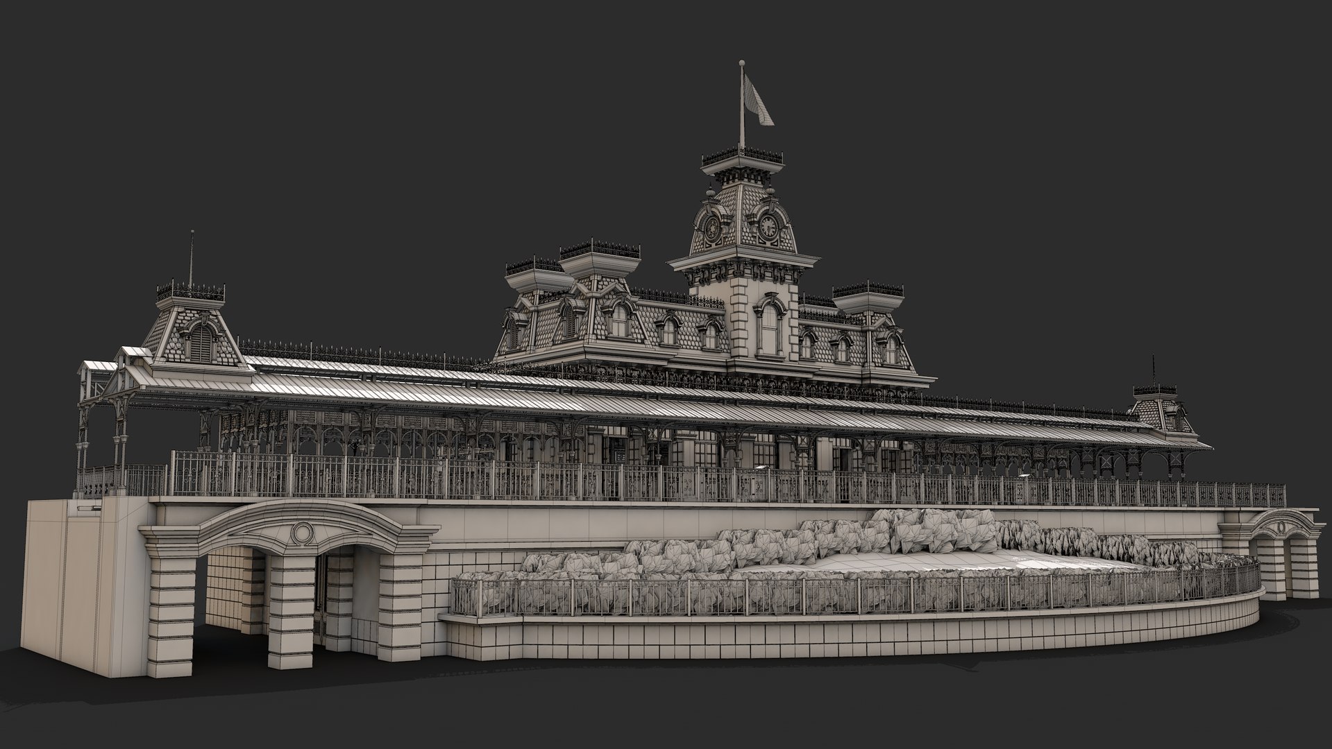 Railroad main street station interior 3D model - TurboSquid 1642472