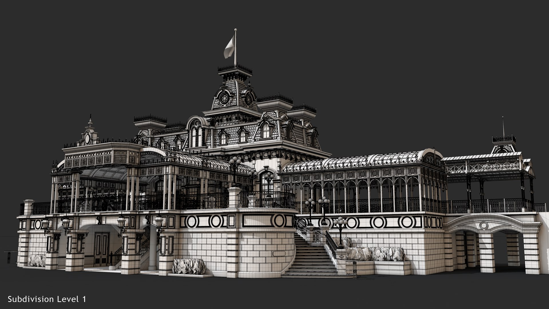 Railroad main street station interior 3D model - TurboSquid 1642472