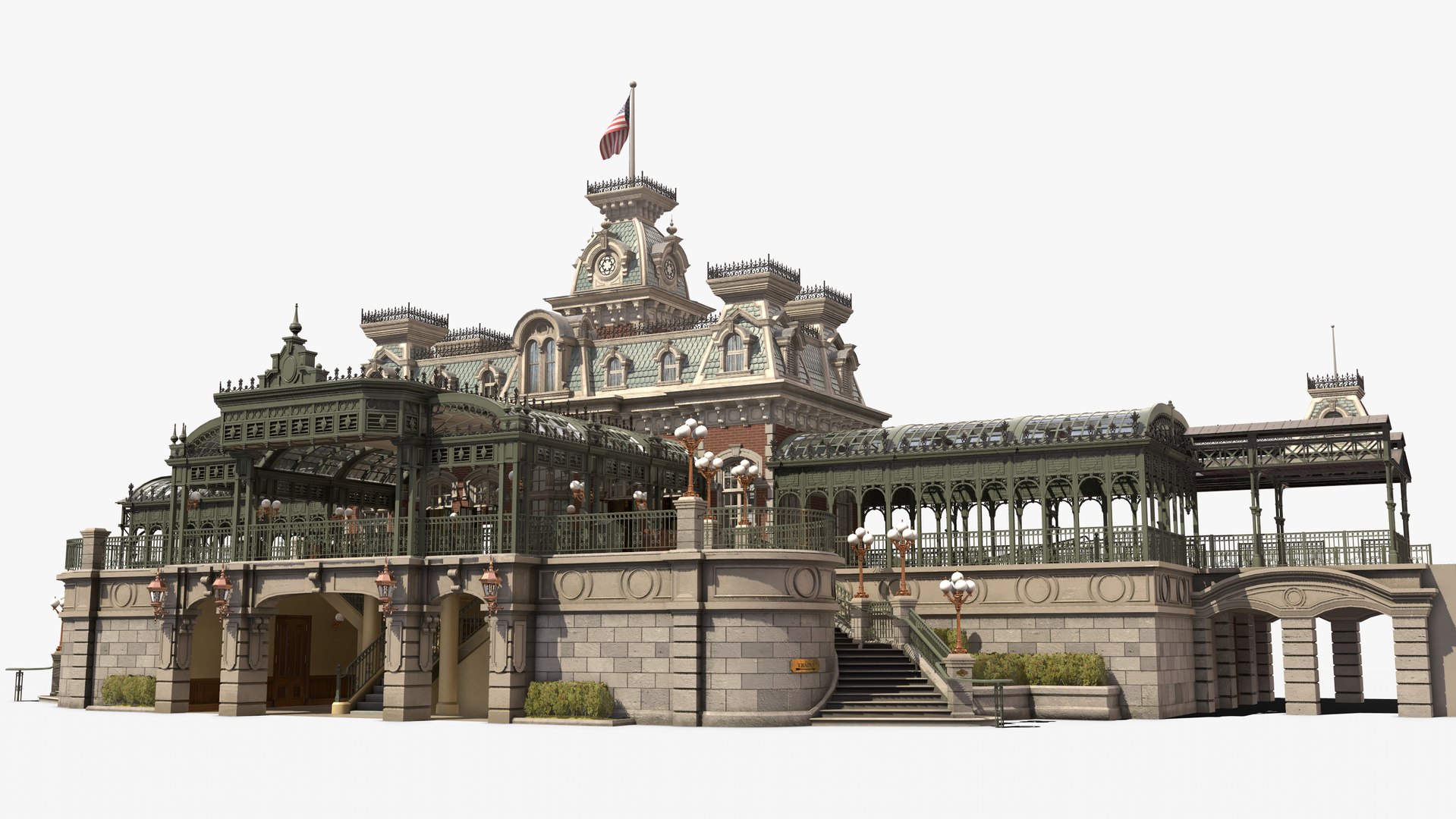 Railroad main street station interior 3D model - TurboSquid 1642472
