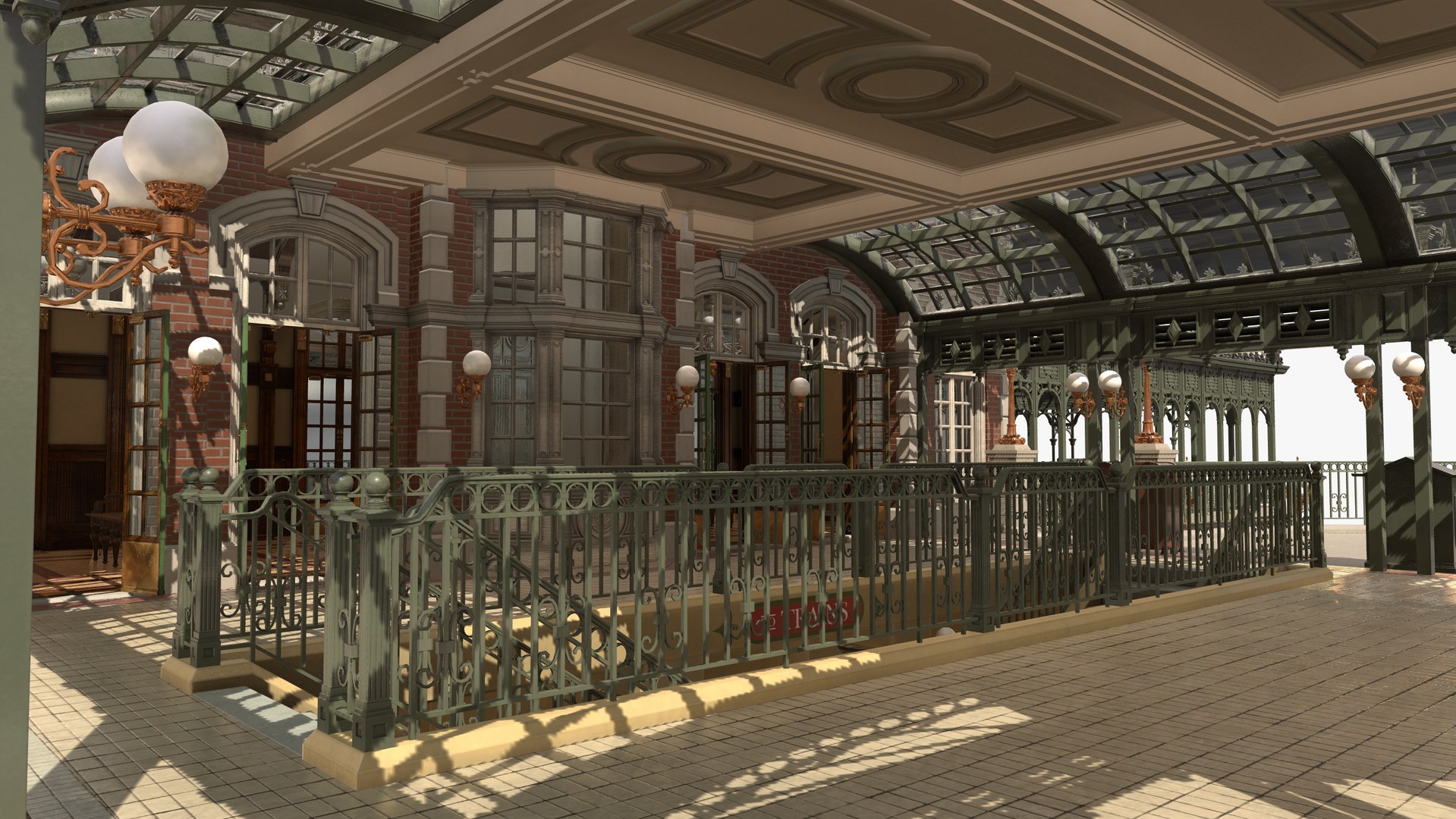 Railroad main street station interior 3D model - TurboSquid 1642472