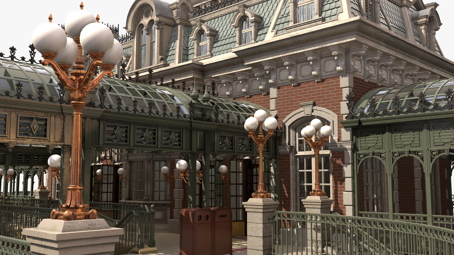 Railroad main street station interior 3D model - TurboSquid 1642472