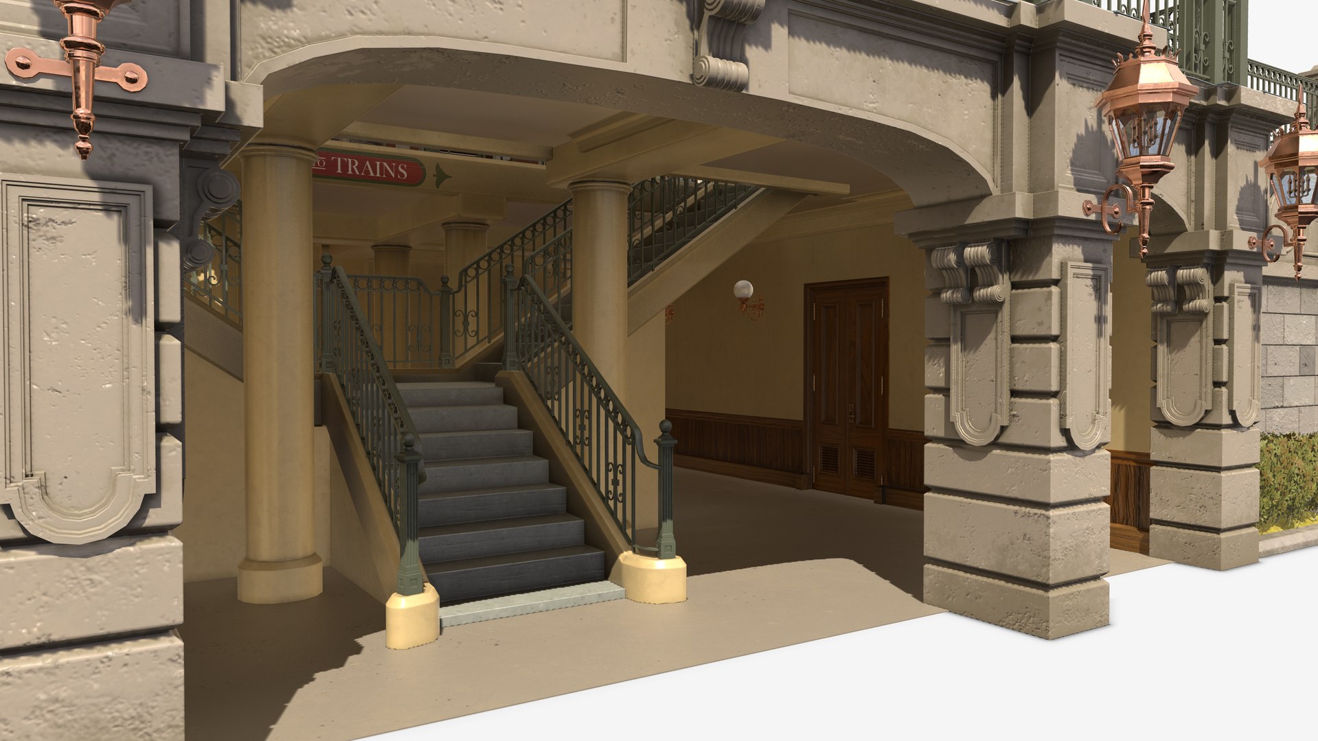 Railroad main street station interior 3D model - TurboSquid 1642472