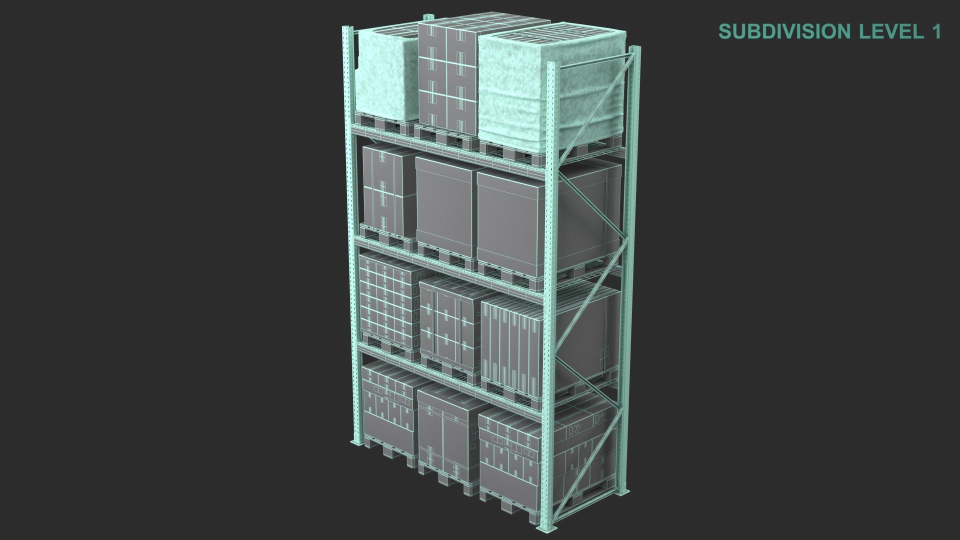 Warehouse Shelf With Pallets 3D Model - TurboSquid 2089088