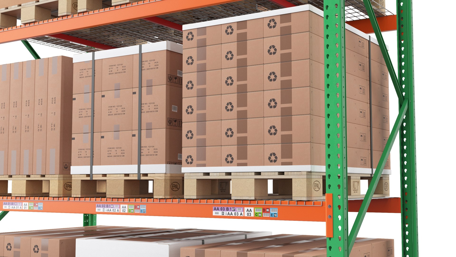 Warehouse Shelf With Pallets 3D Model - TurboSquid 2089088