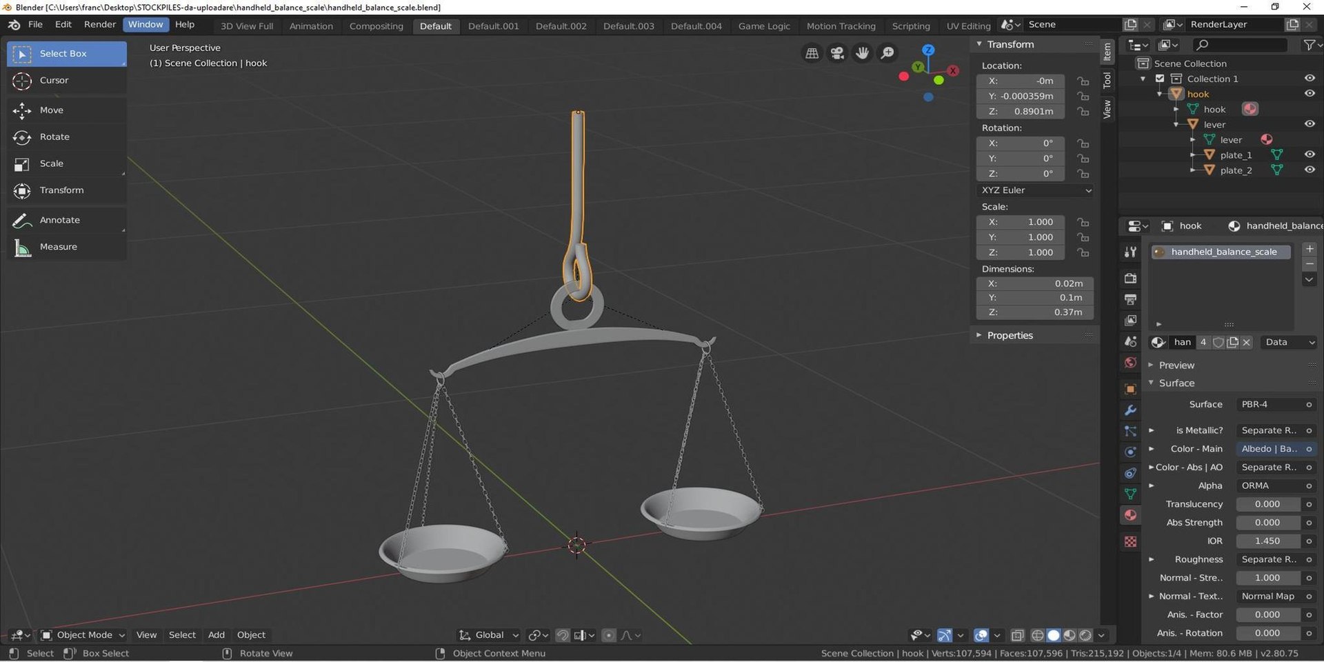 Handheld Balance Scale Model - TurboSquid 1450313