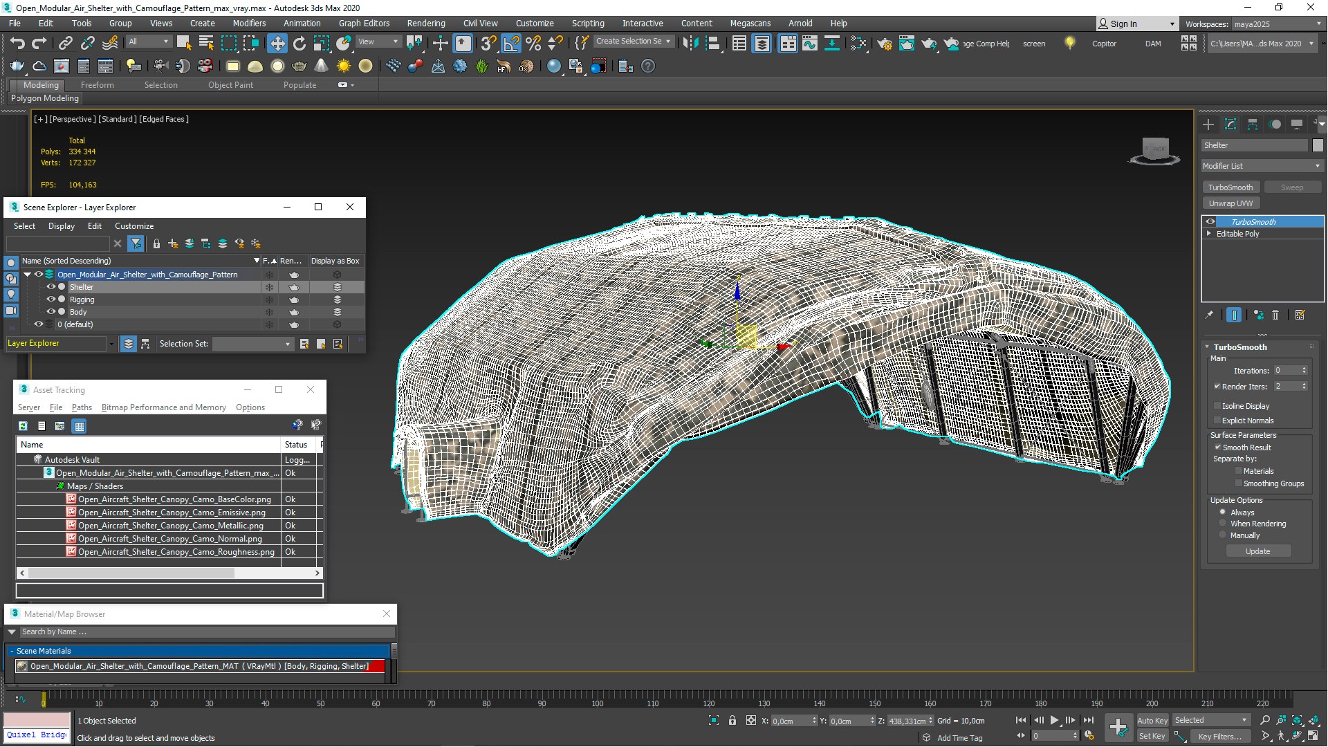 Open Modular Air Shelter With Camouflage Pattern 3D Model - TurboSquid 2421880