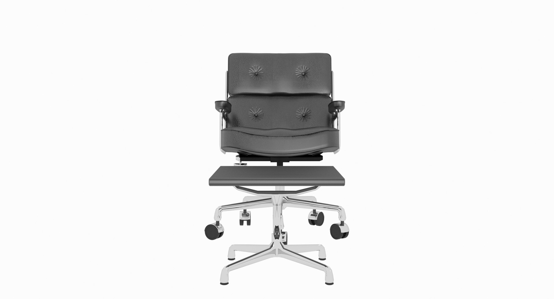 3D Eames Executive Chair Chrome Frame Black Leather and Ottoman by ...