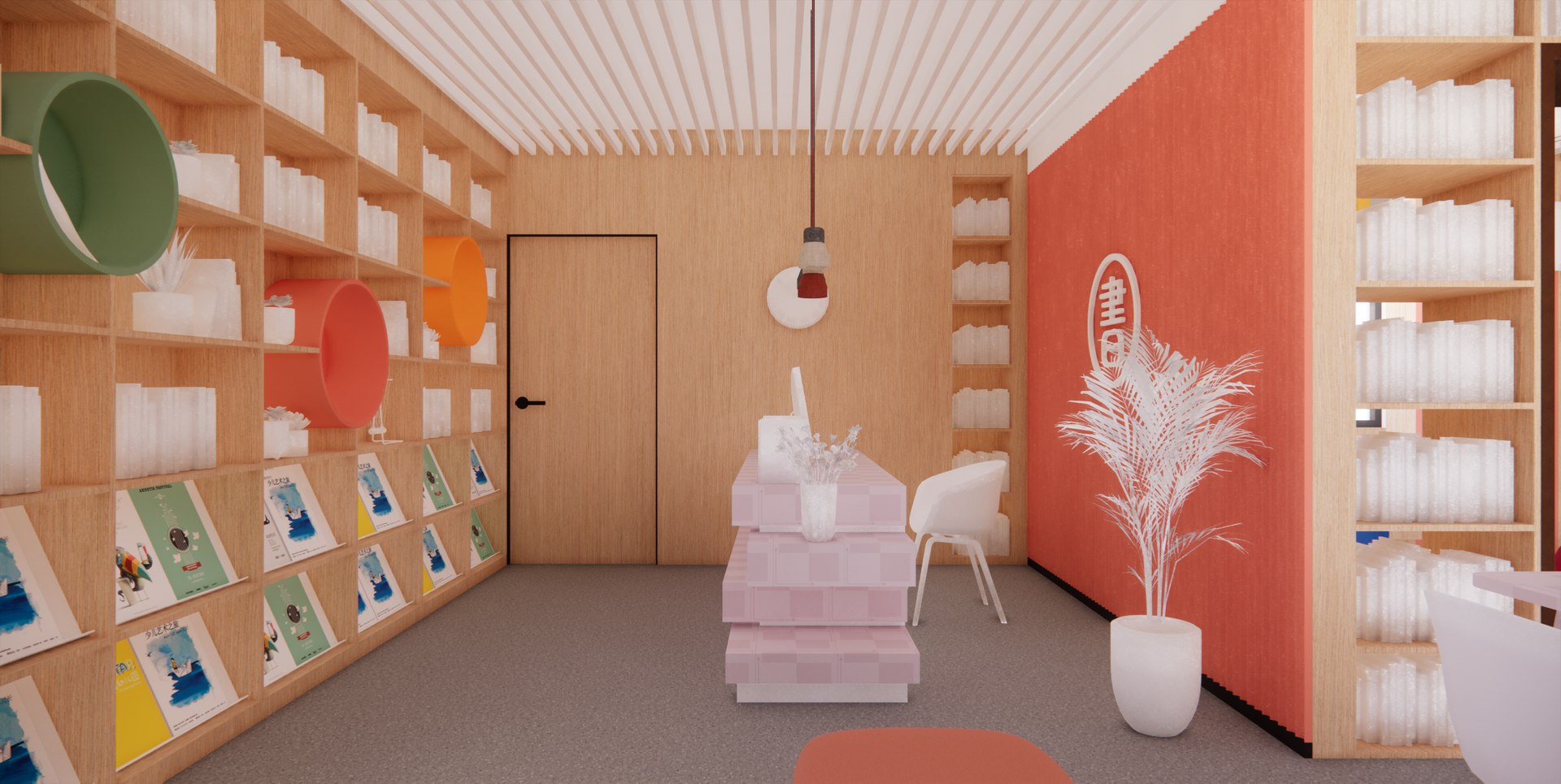 3D Bookstore Cafe Shop Interior-A4 Model - TurboSquid 2009585